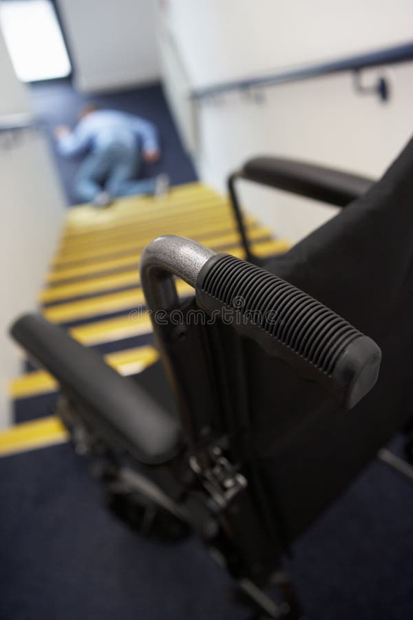 Man in Wheelchair Falling Downstairs Stock Image - Image of steps ...