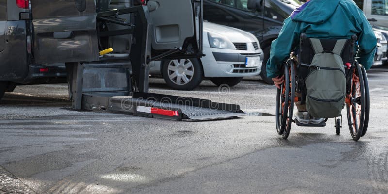 Man on Wheelchair Using Accessible Car Lift Stock Image - Image of ...