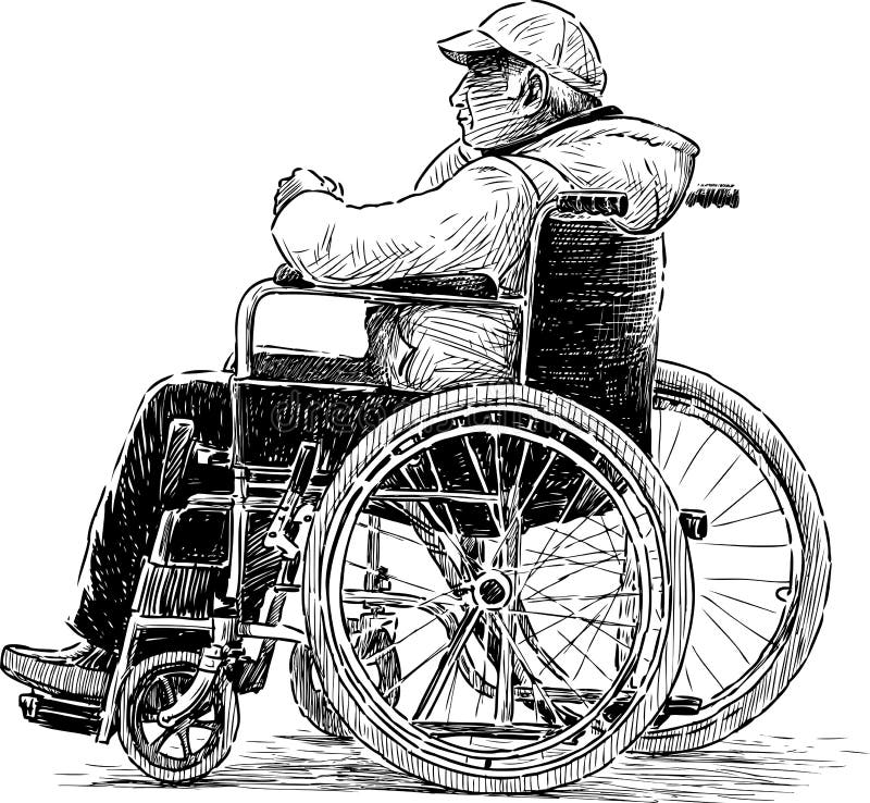 Man in wheelchair stock vector. Illustration of hand - 45452291