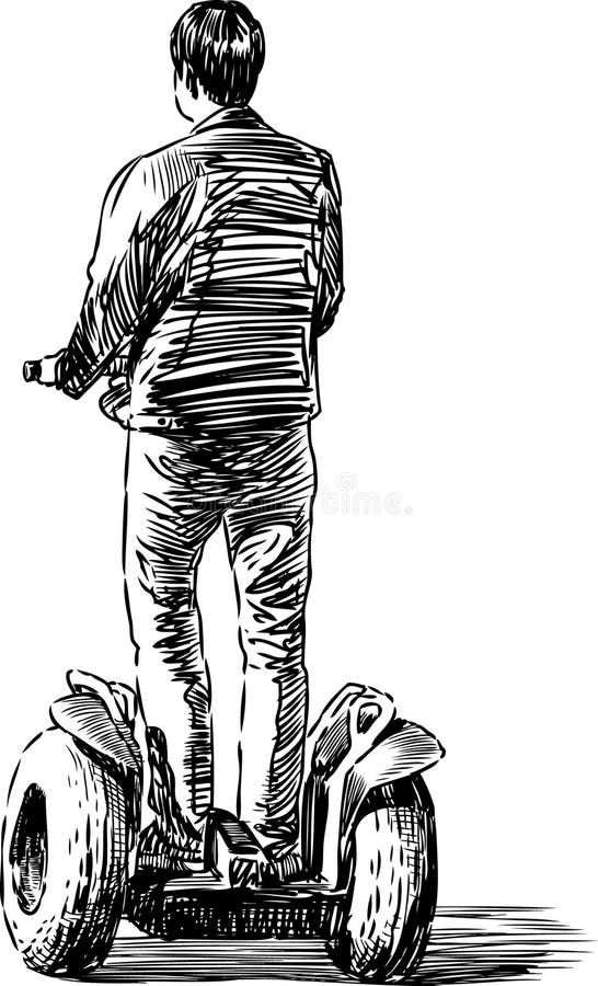 Man on a wheels stock vector. Illustration of drawing - 31032573