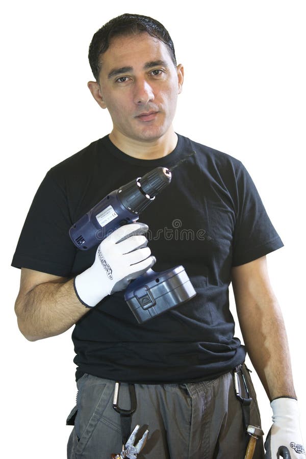 Man with drill machine stock photo. Image of working - 26128204