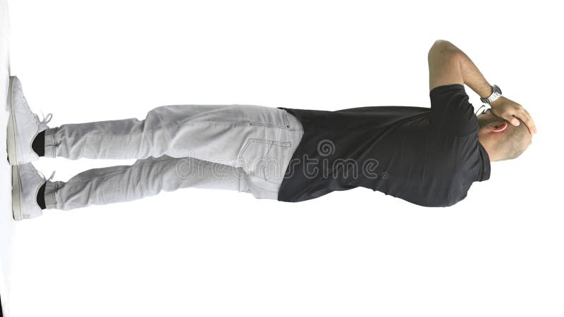 The Male Doctor, on a White Background, in Full Height, Points To the ...