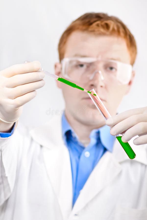 Man in White Coat Taking Green Sample Stock Image - Image of clinic ...