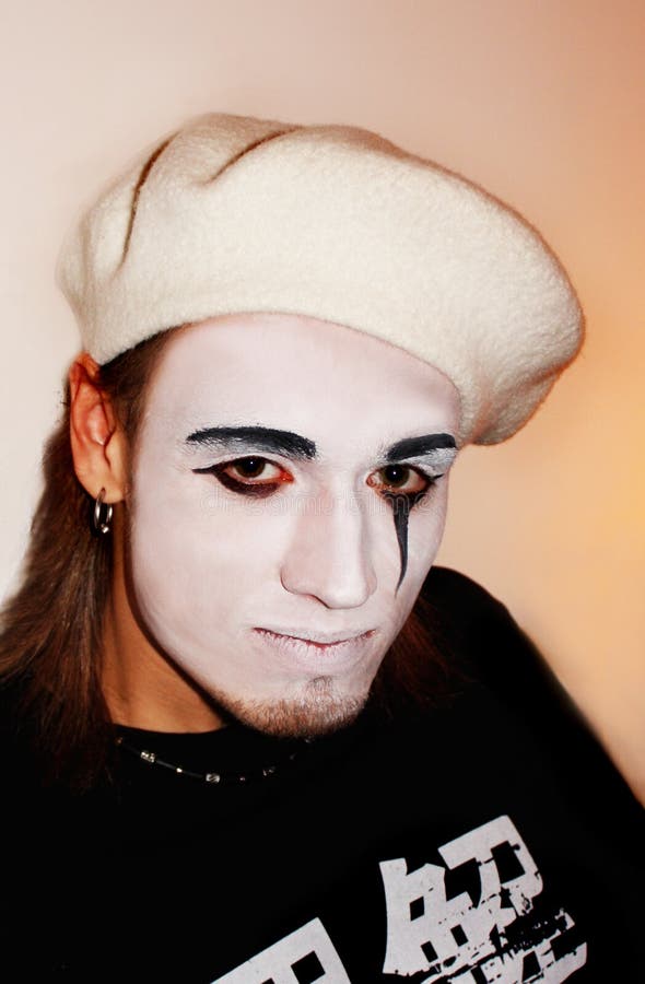 Man with white face stock image. Image of black, eyes - 7483623