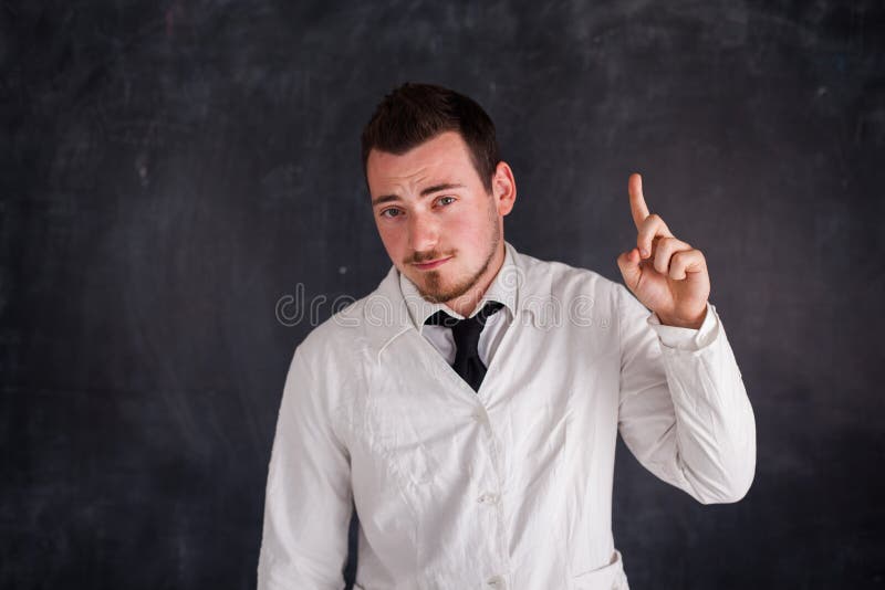 Man in a white gown stock photo. Image of hospital, finger - 46382460