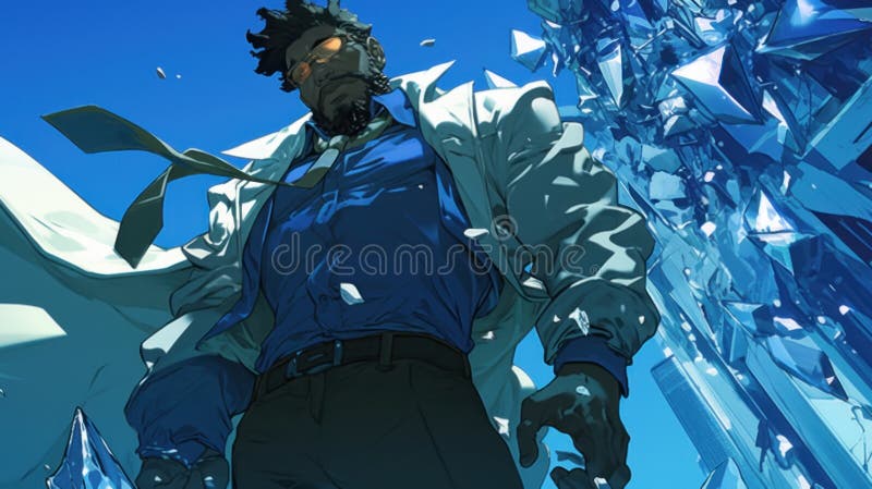 A Man in a White Lab Coat Stands in Front of a Large Ice Structure ...