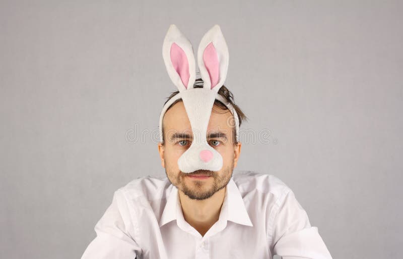 Man in the Mask Easter Rabbit Looking at Camera Stock Photo - Image of ...