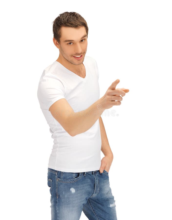 Man in White Shirt Pointing His Finger Stock Image - Image of finger ...