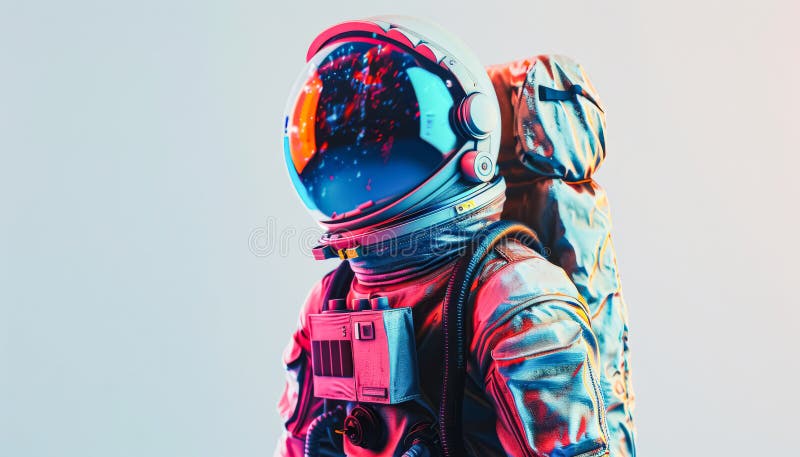 A Man in a White Space Suit with a Backpack on His Back. Stock Photo ...