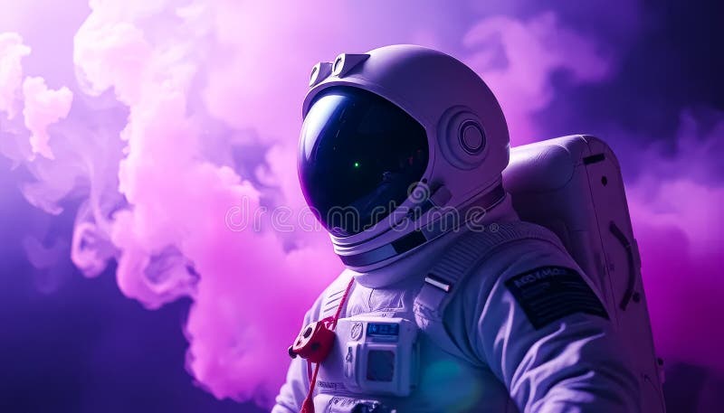 Man White Space Suit Standing Front Purple Background Stock Photos ...