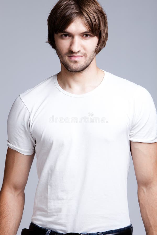 Man in white t-shirt stock photo. Image of white, nice - 20406874