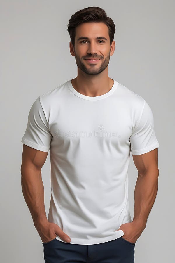 Man White t shirt mockup stock illustration. Illustration of clothing ...