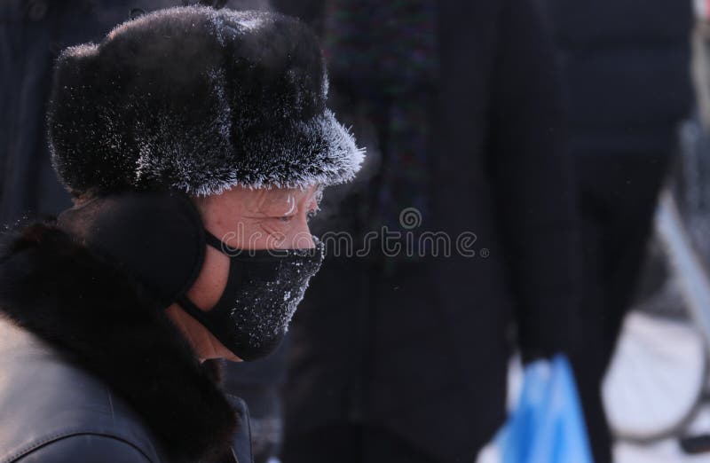 A Man Who Does Not Fear the Cold Editorial Stock Image - Image of ...
