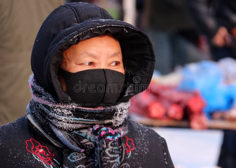 A Man Who Does Not Fear the Cold Editorial Stock Image - Image of china ...