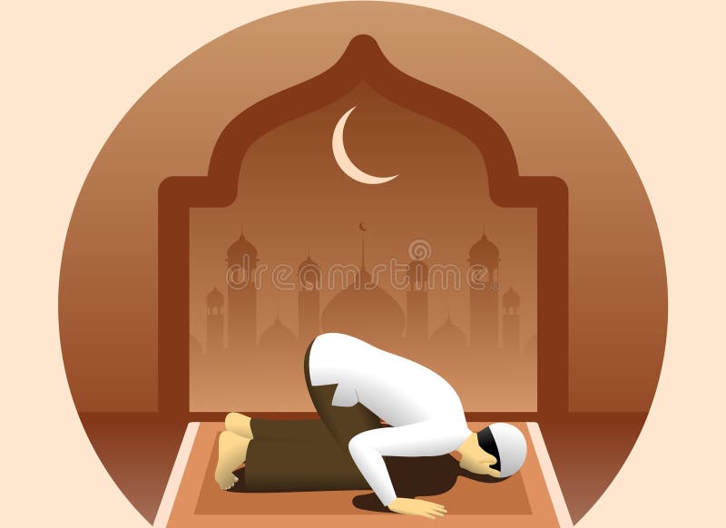 A Man Who is Prostrate during Prayer Stock Vector - Illustration of ...