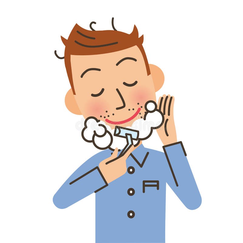 Man Getting A Shave From Male Barber At Salon. Colorful Cartoon ...