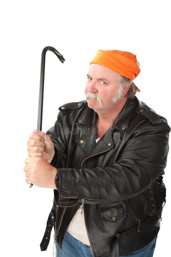 Man wielding a crowbar stock image. Image of jeans, obese - 15245395