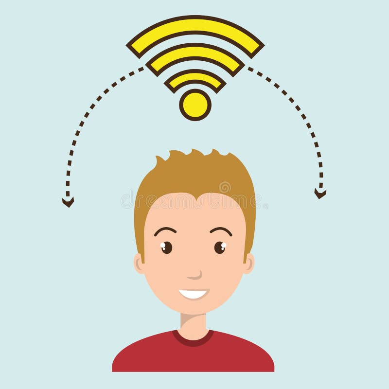 Man Wifi Web Internet Connected Stock Illustration - Illustration of ...