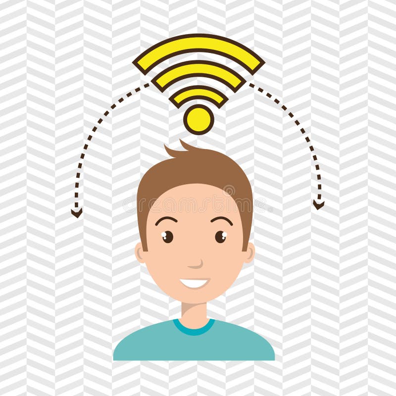 Man Wifi Web Internet Connected Stock Illustration - Illustration of ...
