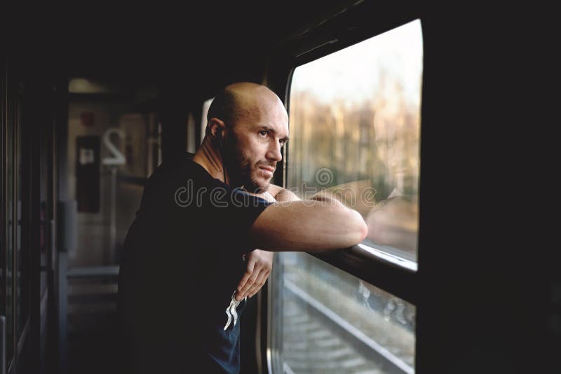 257 Happy Man Looking Window Train Stock Photos - Free & Royalty-Free ...