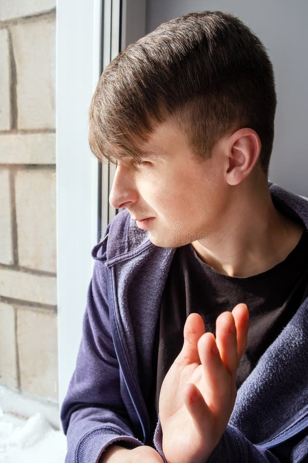 Man by the Window stock photo. Image of pensive, goodbye - 235776812