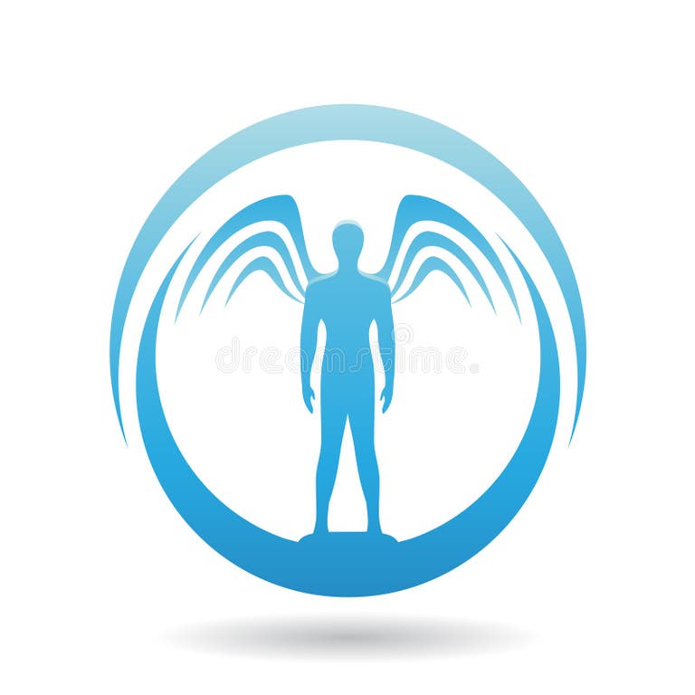 Man with Wings Blue Icon Vector Illustration Stock Vector ...