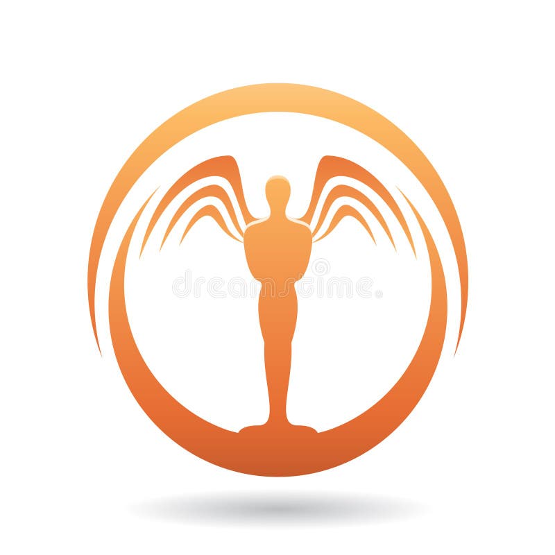Man with Wings Orange Icon Vector Illustration Stock Vector ...