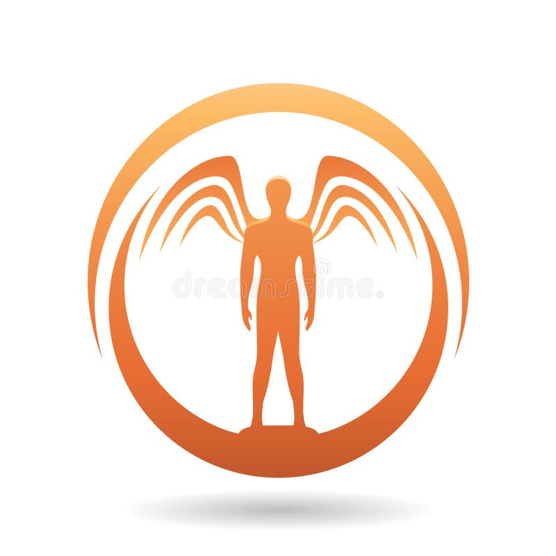 Man with Wings Orange Icon Vector Illustration Stock Vector ...
