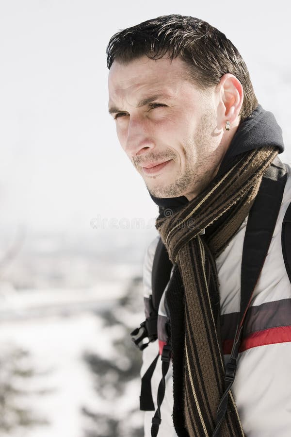 Man in winter stock image. Image of portrait, outdoors - 26350037