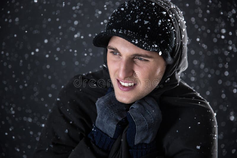 Man Winter Cloth Looking Away Snow Stock Photos - Free & Royalty-Free ...
