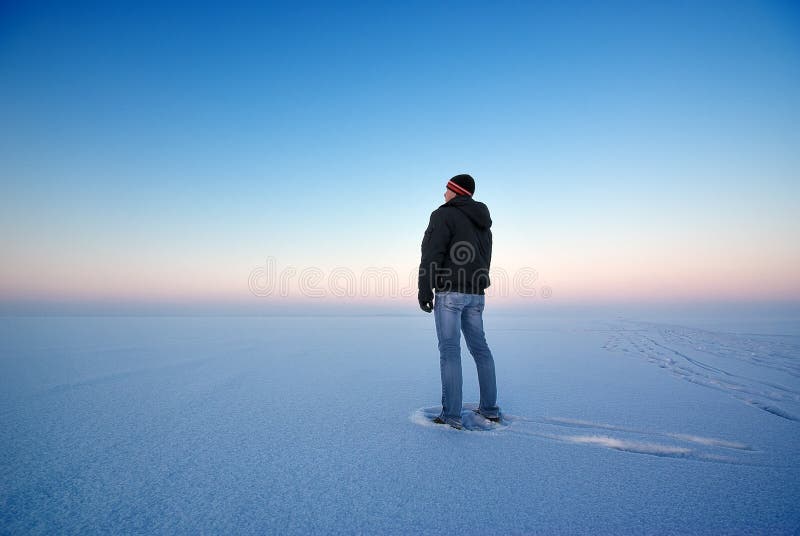 Man and winter. stock photo. Image of deep, hike, blue - 66014994
