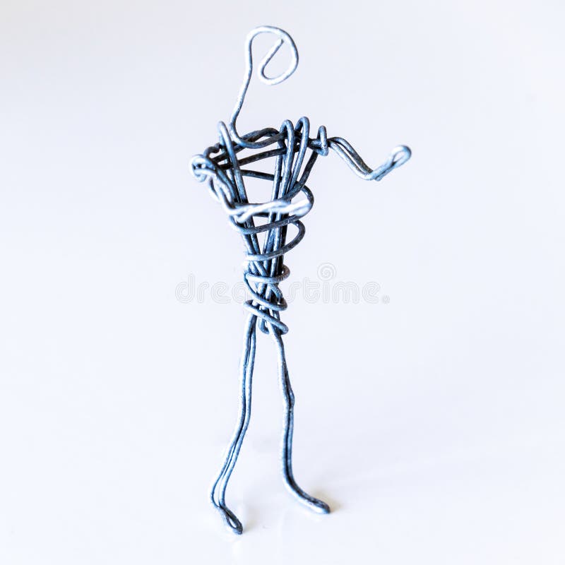 A Man of Wire Stands Gesturing with His Hands, Symbolizing Conversation ...