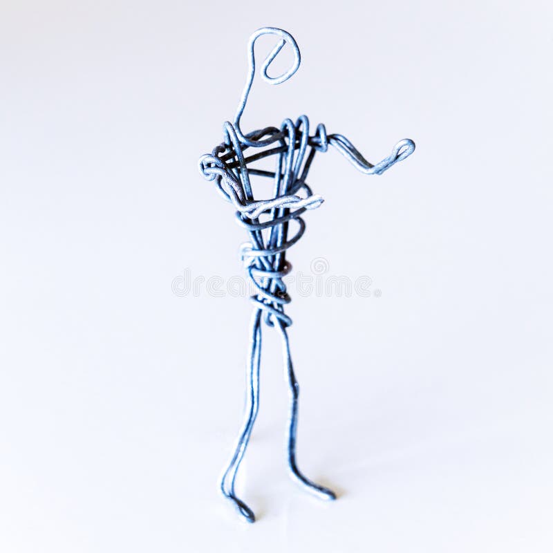 A Man of Wire Stands Gesturing with His Hands, Symbolizing Conversation ...