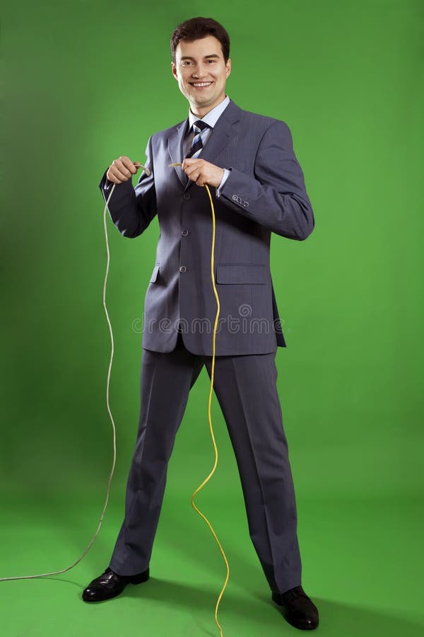 Man with wires in his hand stock image. Image of smile - 9205145