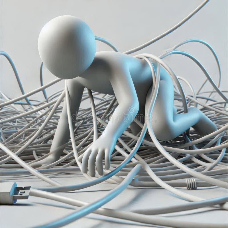 A Man in Wires Trying To Get Out. Stock Image - Image of wires, stress ...