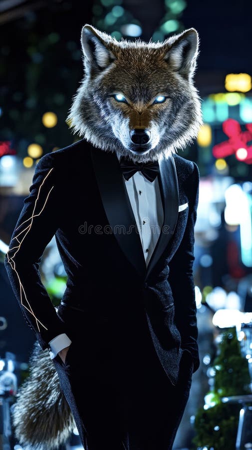 A Man in a Wolf Mask is Standing in Front of a Building Stock Image ...