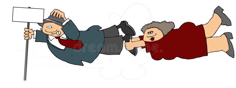 Man & Woman Blowing in a High Stock Illustration - Illustration of ...