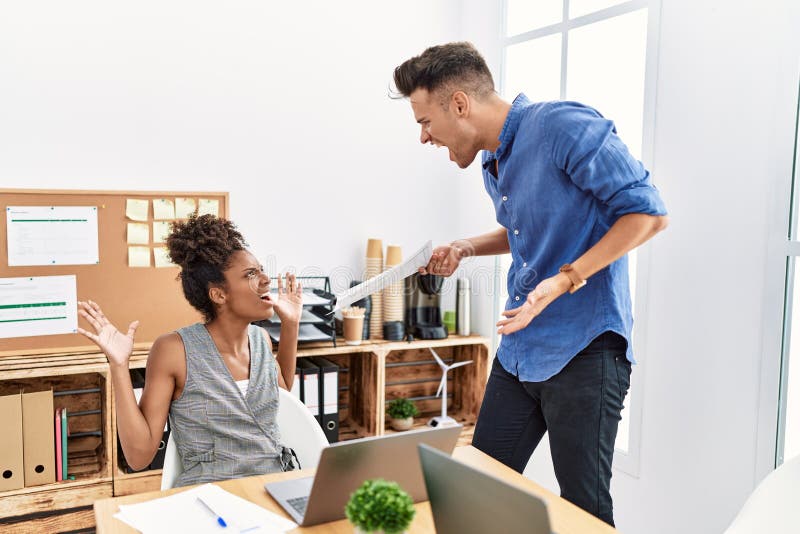 Man and Woman Business Workers Arguing at Office Stock Photo - Image of ...
