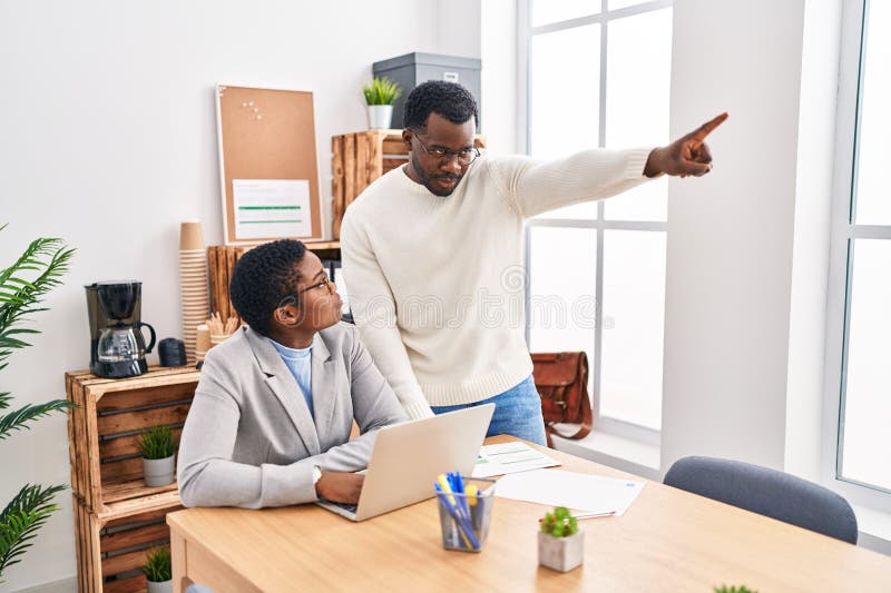 Man and Woman Business Workers with Problem at Office Stock Photo ...