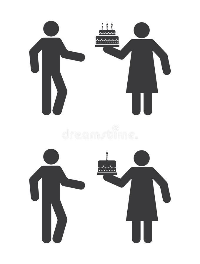 Man Woman Birthday Cake Stock Illustrations – 1,813 Man Woman Birthday ...