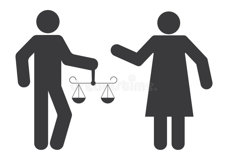 Man and Woman with Classic Scale Icon Stock Vector - Illustration of ...