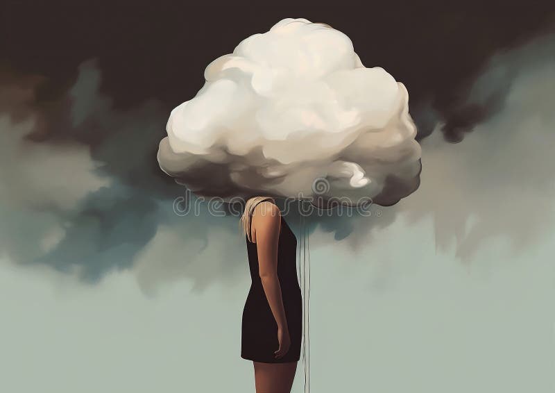 Man Woman Cloud Black Poster Concept Dream Flows Imagination Creative ...