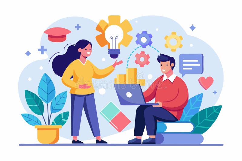 A Man and a Woman are Collaborating on a Laptop, Focused on Finding a ... A Man and a Woman are Collaborating on a Laptop, Focused on Finding a ...