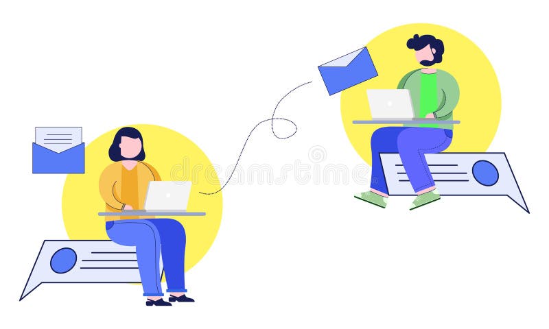 Man And Woman Communicate Online By Sending Messages Online