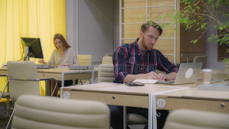 Man and a Woman at the Computer Stock Image - Image of internet, tablet ...