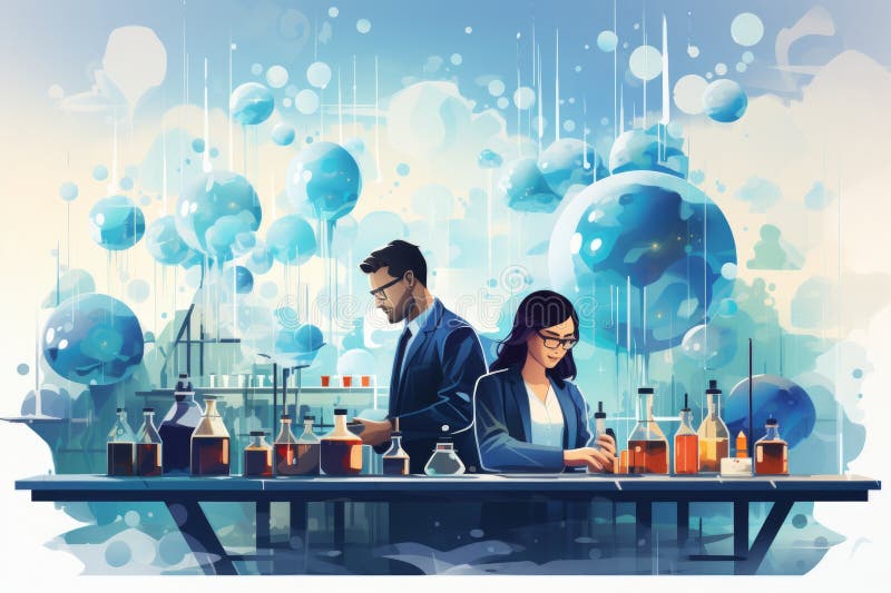 Man and Woman Conducting Experiments in a Laboratory Created with ...