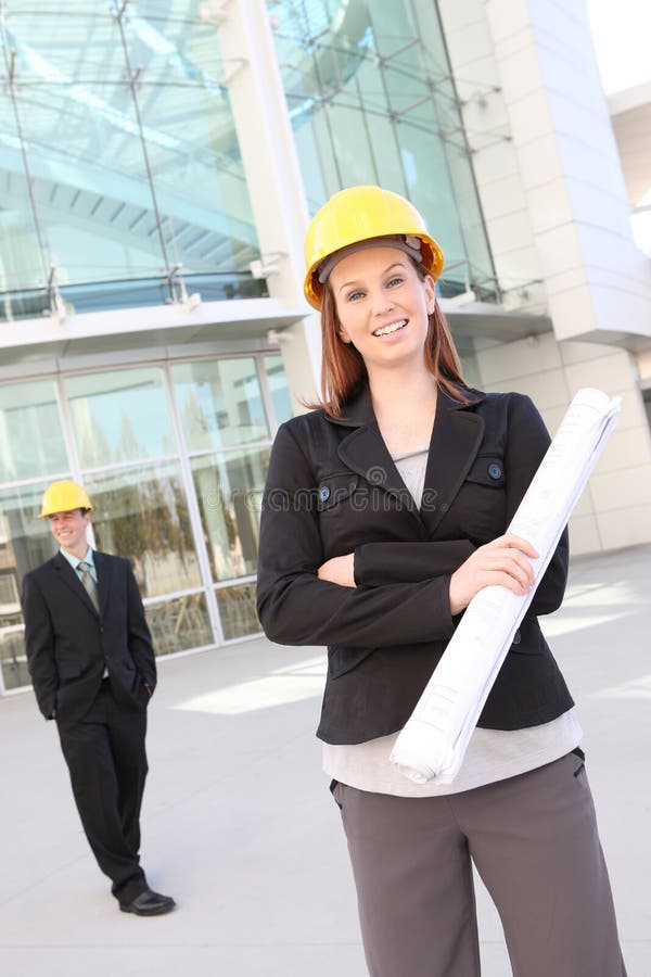 Man and Woman Construction Team Stock Photo - Image of happy ...