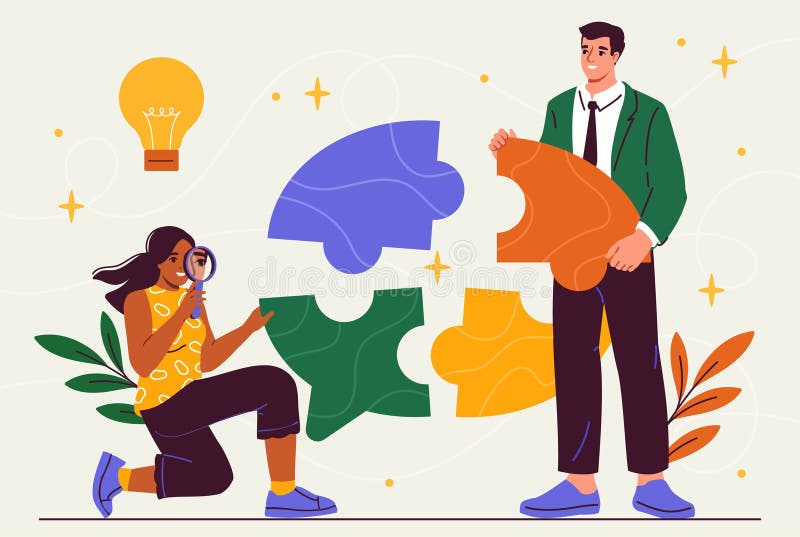 Man and Woman with Cooperation Vector Stock Vector - Illustration of ...