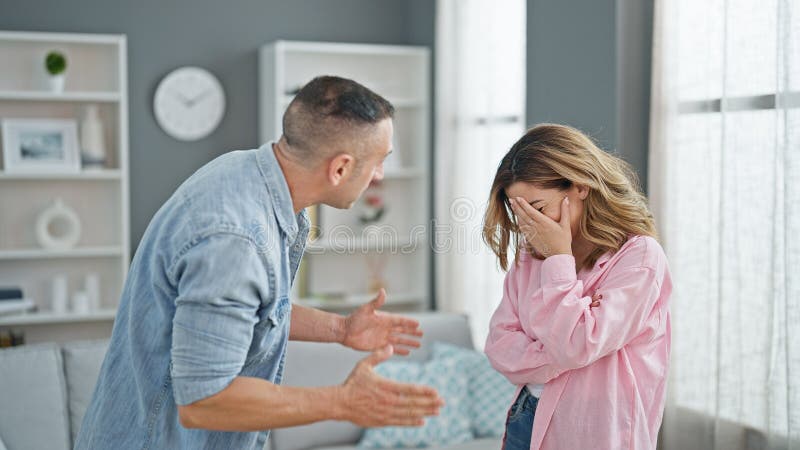 Man and Woman Couple Arguing at Home Stock Photo - Image of portrait ...