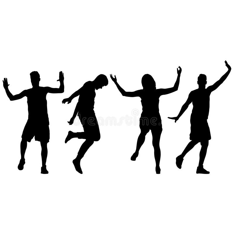 Man and Woman Dancing in Different Dynamic Poses Isolated Silhouettes ...